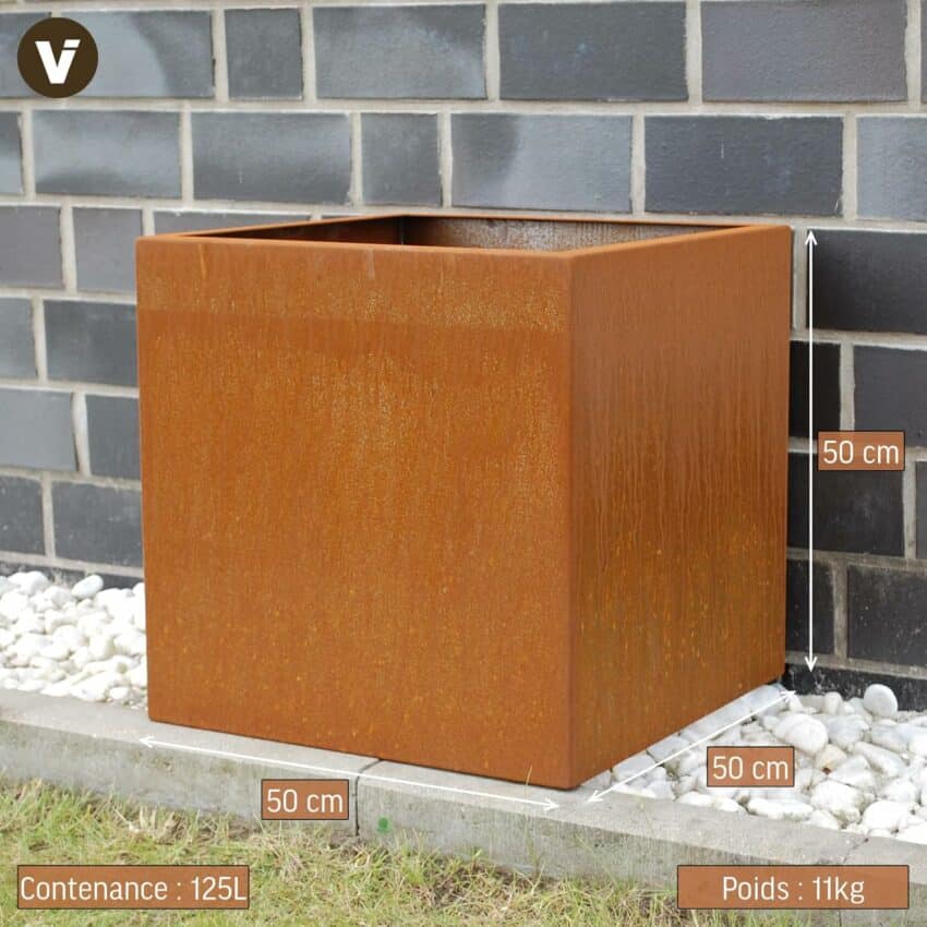 Bac à Fleurs 50x50x50 en Acier corten - Acier Corten